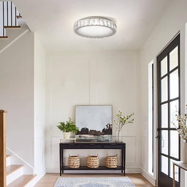 Sunpez 13.8 in. Integrated LED Light Fixture Flush Mount Crystal ...