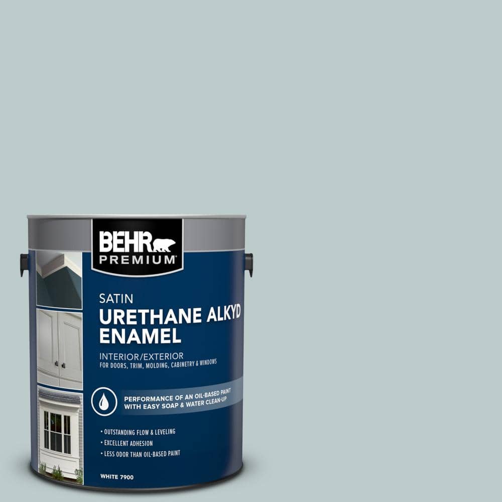 BEHR PREMIUM 1 gal. #N440-2 Urban Raincoat Urethane Alkyd Satin Enamel ...