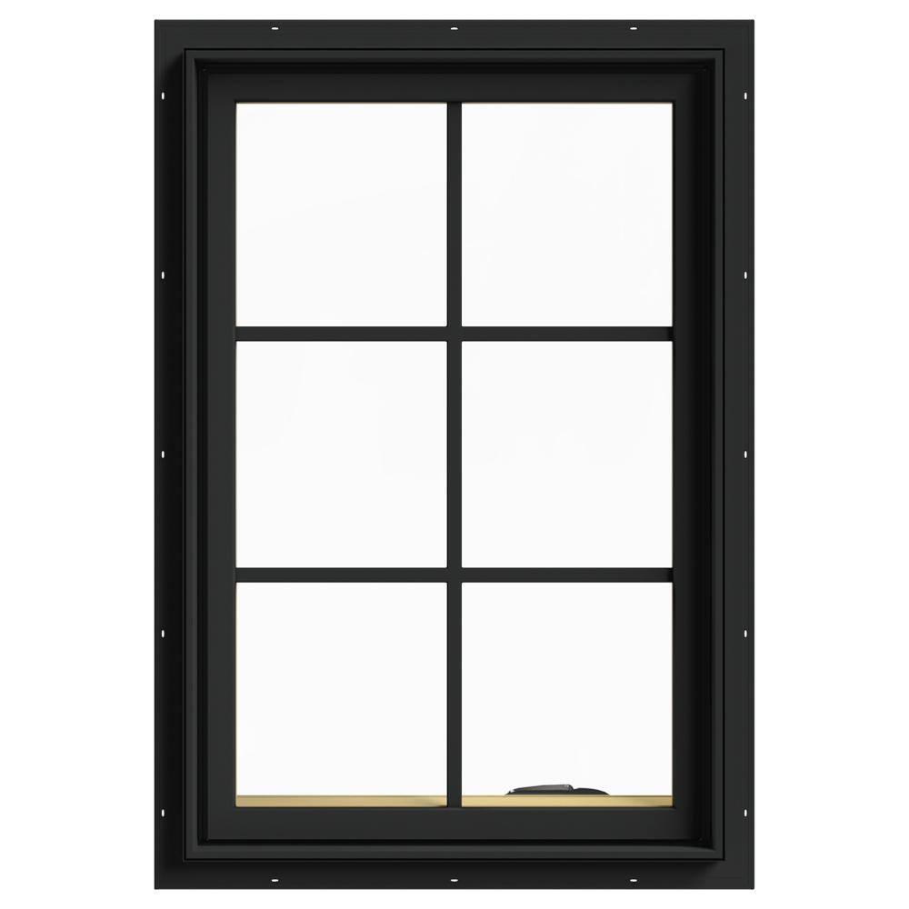 JELD-WEN 24 in. x 36 in. W-2500 Series Bronze Painted Clad Wood Right ...