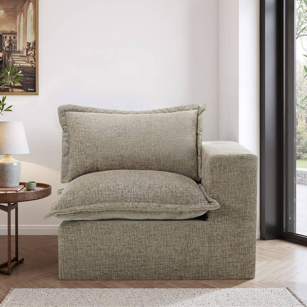 Uixe Camel Chenille Right Arm Facing Square Sectional Corner Arm Chair ...