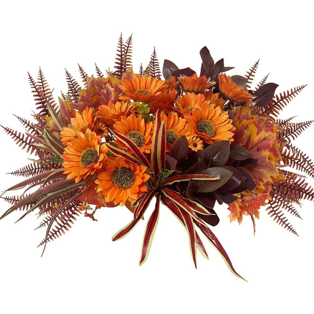 3 in. Artificial Sunflowers Shrub Fall Plants UV Resistant Greenery ...
