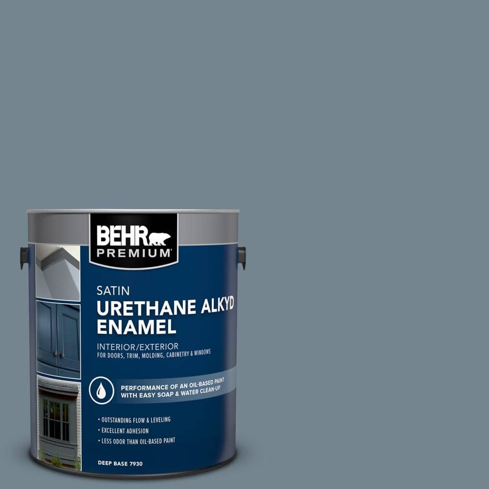 BEHR PREMIUM 1 gal. #N480-5 Adirondack Blue Urethane Alkyd Satin Enamel ...