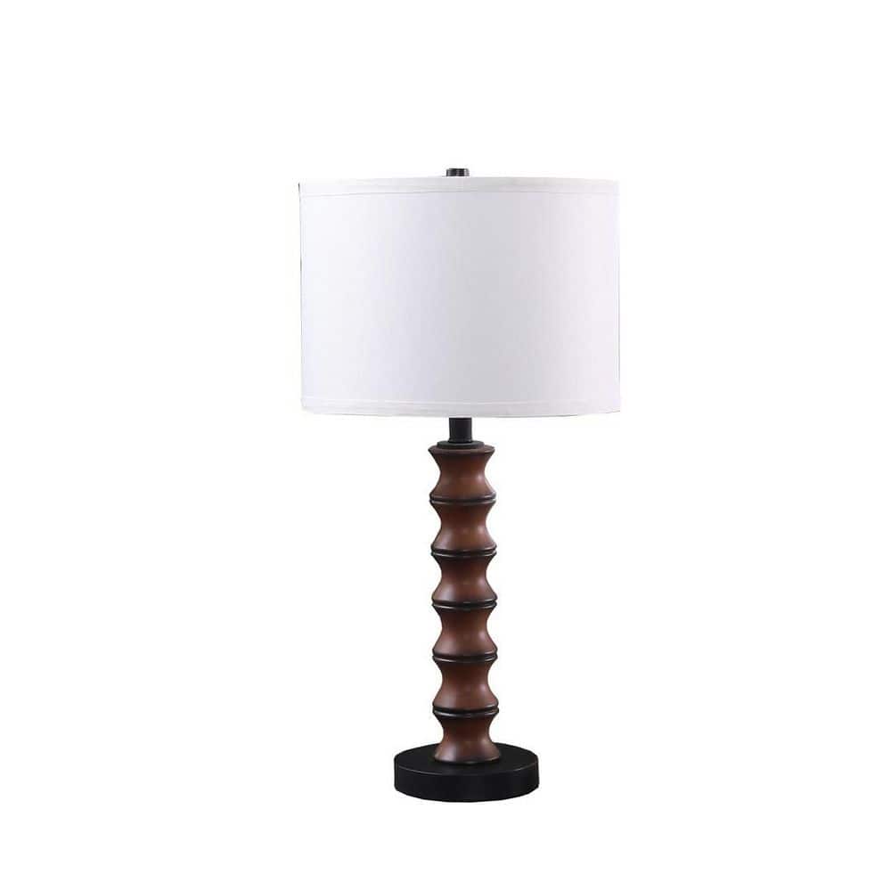 TOBILI 27.5 in. Cherry Bedside, Task and Reading Table Lamp for Living Room, Bedroom with White ...