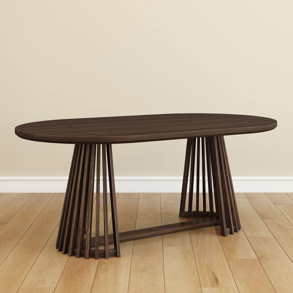 Have a question about PLANK+BEAM Lido Oval Walnut Wood 72 in. Double Pedestal Dining Table Seats ...