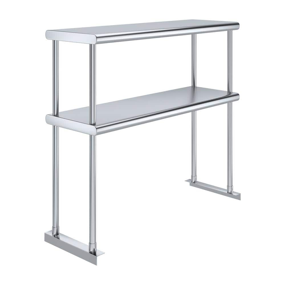 AMGOOD 12 in. x 36 in. Stainless Steel Double OverShelf for Kitchen ...