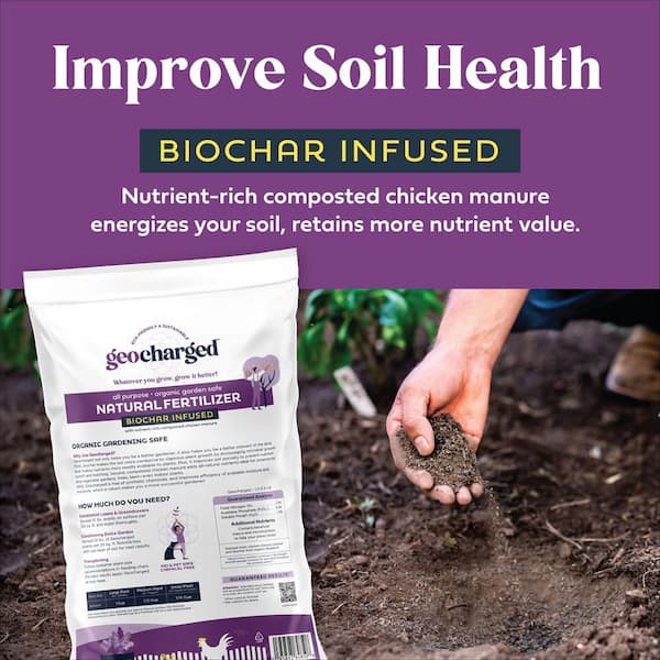 geocharged Organic Fertilizer Biochar plus Chicken Manure Indoor Outdoor Kid and Pet Safe No Odor Super Plant Food 10 lbs. GC 1000