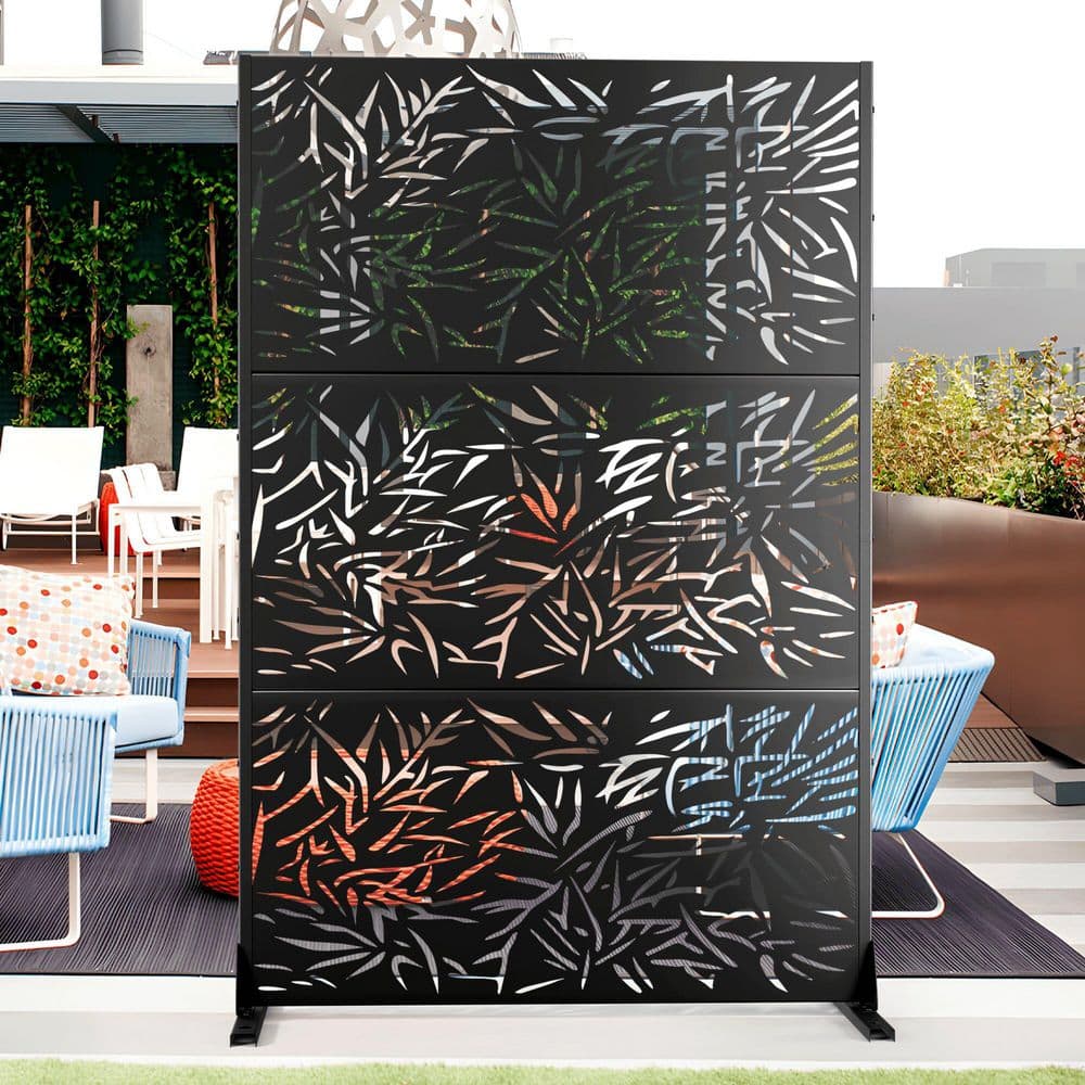TUYOHW Black 47 in. W x 72 in. H Rectangular Metal Dual-Purpose ...