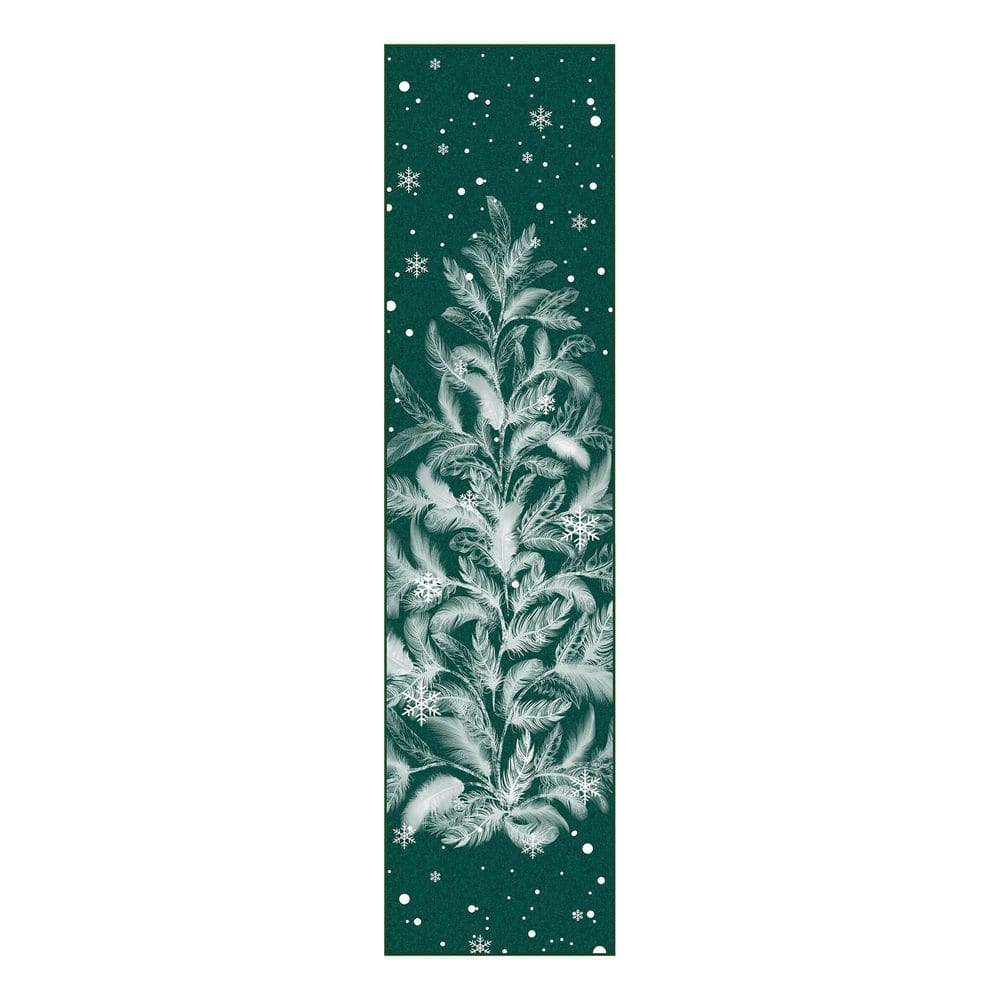HaiiMeid Christmas 2 ft. X 8 ft. Green Feather Christmas Tree Area Rug ...