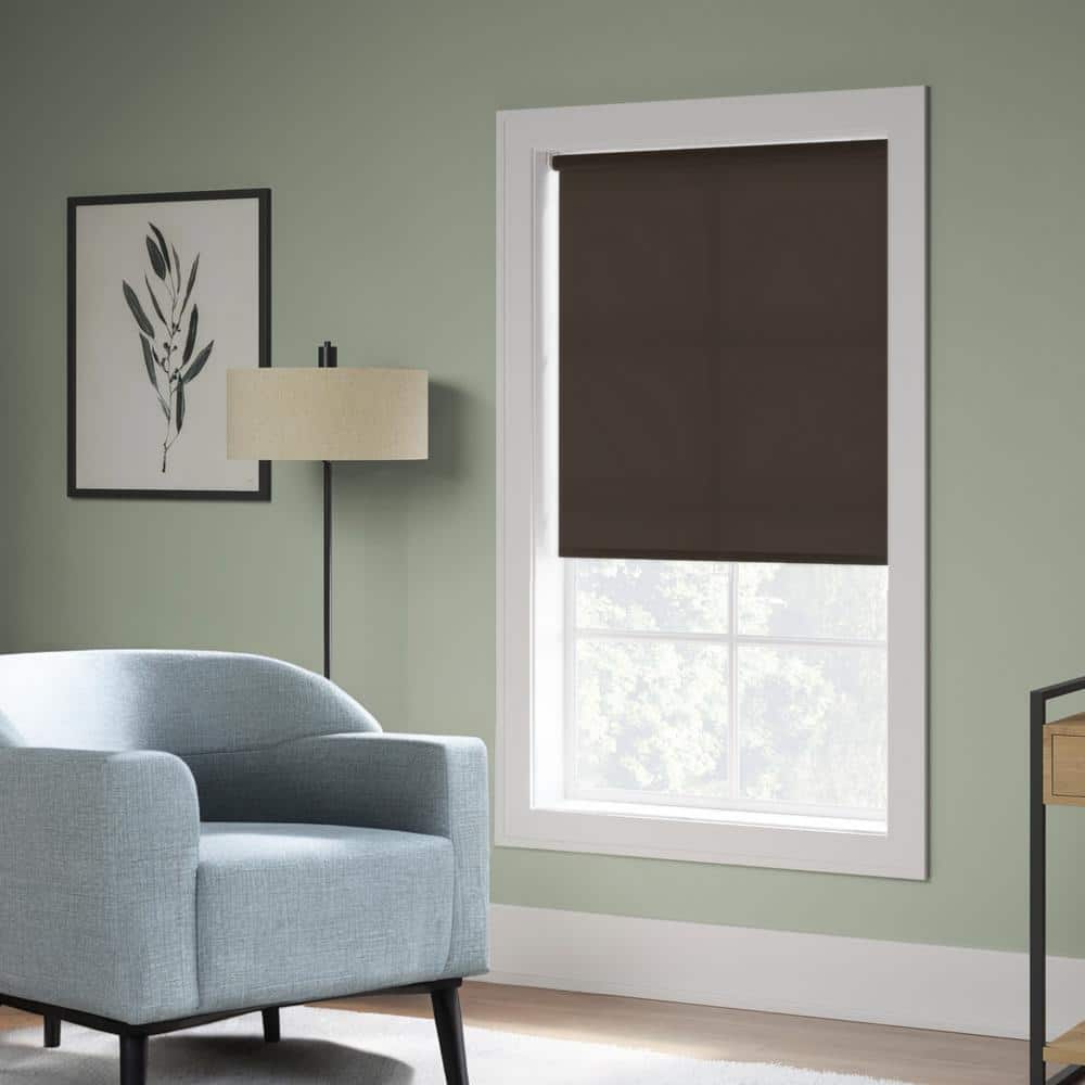 iFit Cut-to-Size 37 in. W x 73 in. L Brown Cordless Room Darkening ...