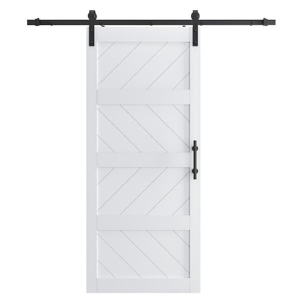 GOLDENPOLEY 30 in. x 84 in. 4 Panel Wave Shape Solid Core White ...