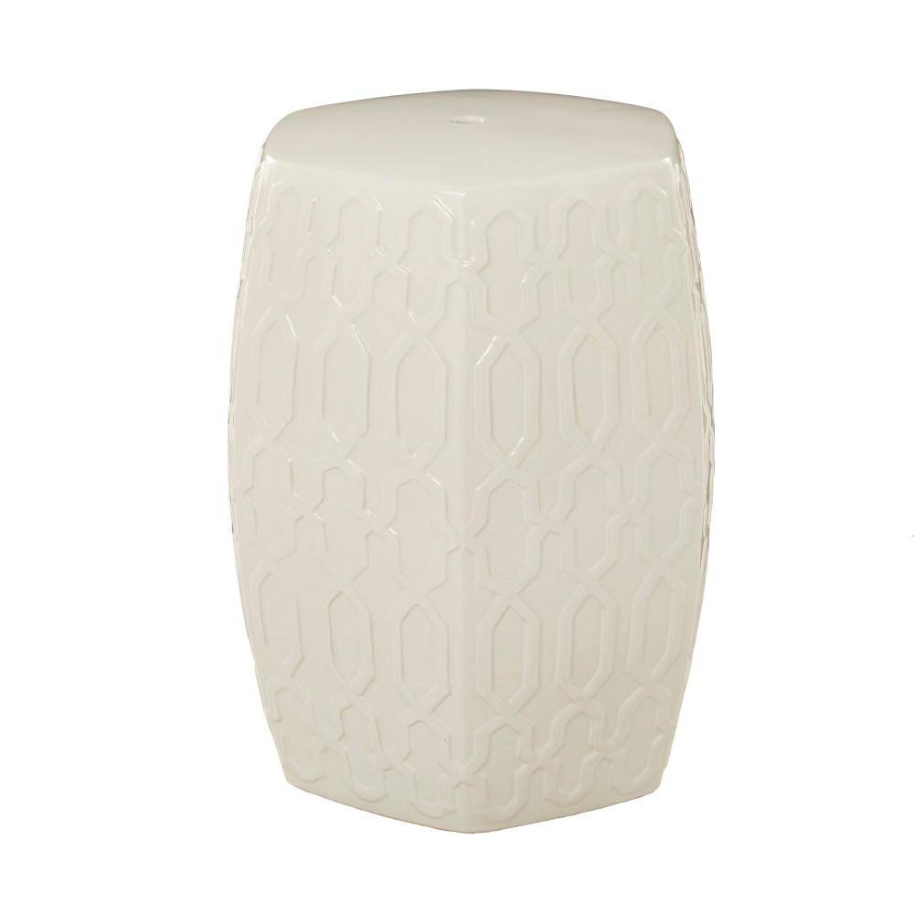 Litton Lane 14 in. Cream Medium Round Ceramic End Accent Table 041133 ...