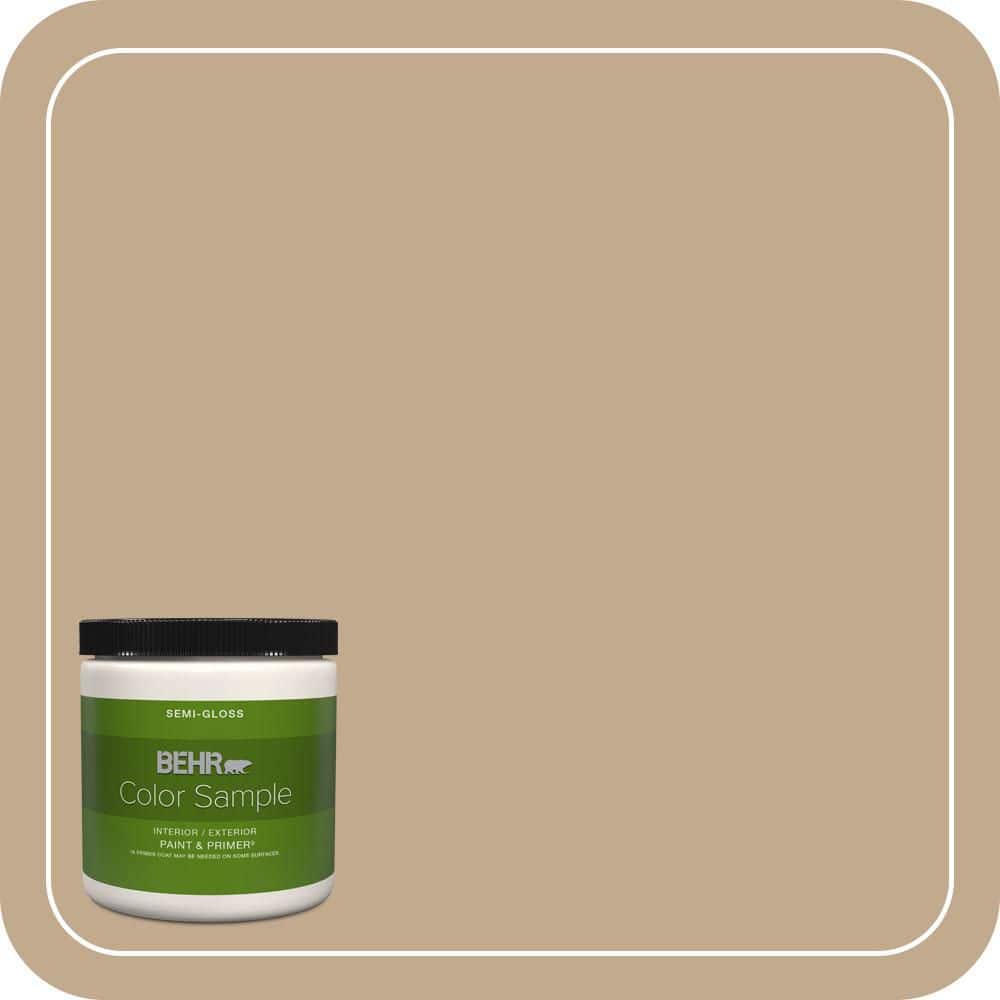 BEHR PREMIUM PLUS 8 oz. #BXC-07 Palomino Tan Semi-Gloss Interior ...