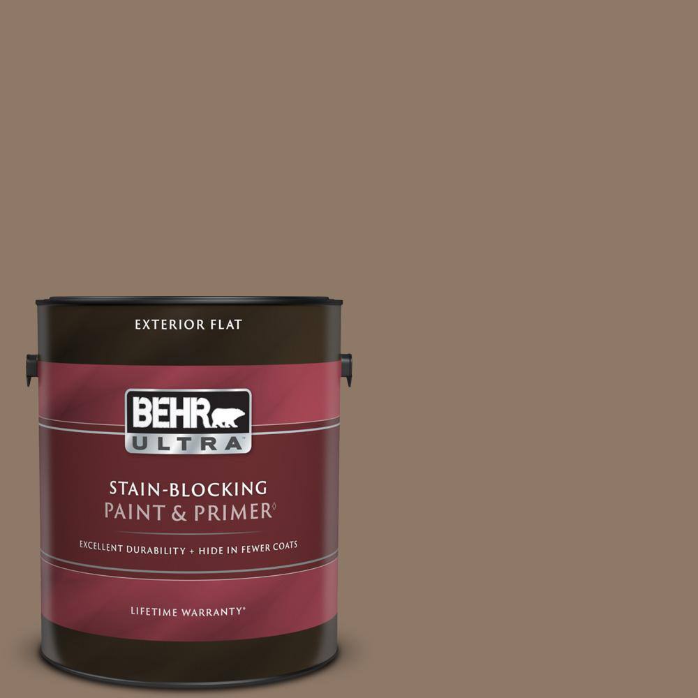 BEHR ULTRA 1 gal. #PPU5-05 Coconut Shell Flat Exterior Paint & Primer ...