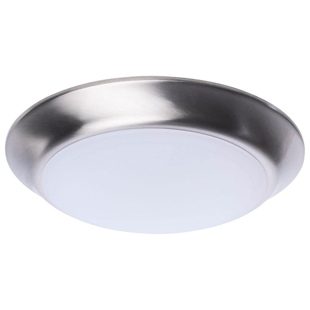 SATCO 7 in. Brushed Nickel 10.4 Watt Color Selectable LED Flush Mount ...