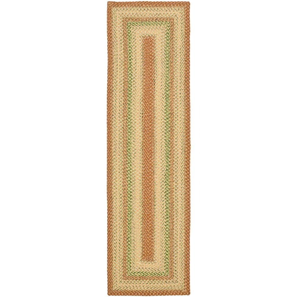 SAFAVIEH Braided Rust/Multi 2 ft. x 22 ft. Machine Washable Border ...