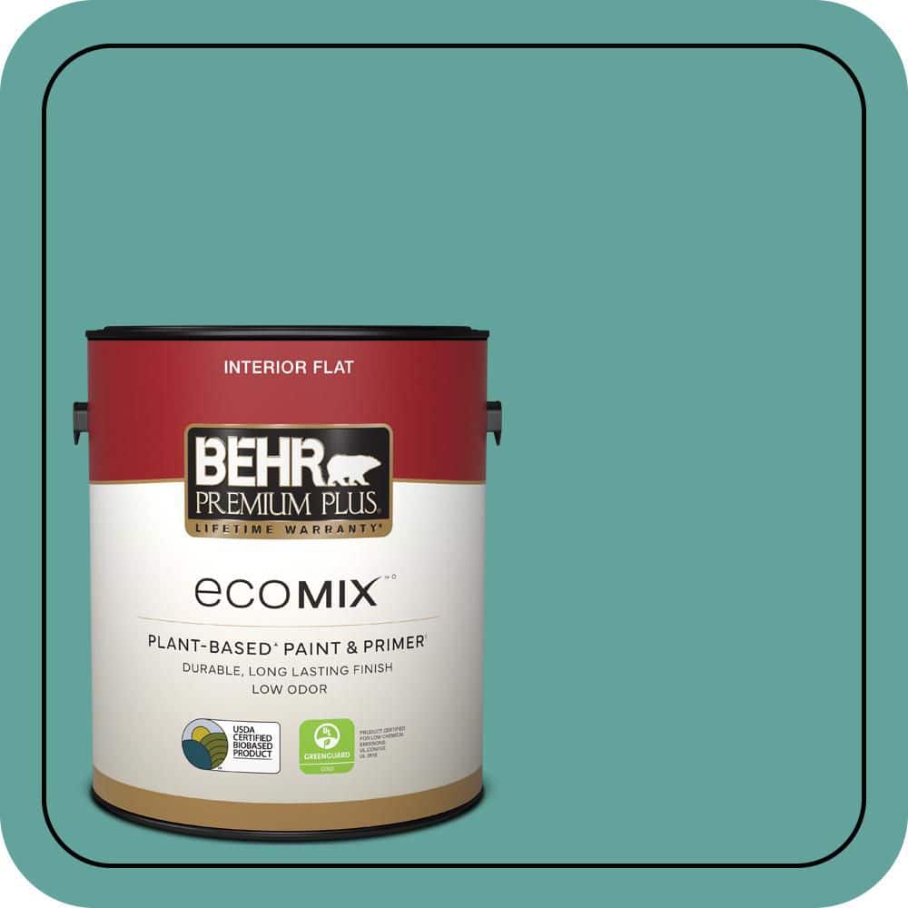 BEHR PREMIUM PLUS 1 gal. #M450-5 Aqua Rapids Flat EcoMix Plant-Based ...