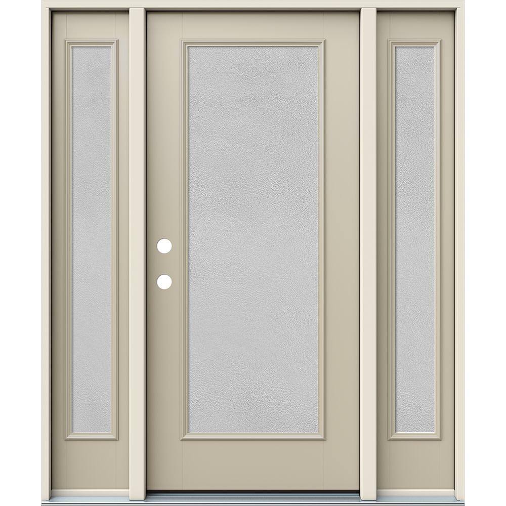 JELD-WEN 60 in. x 80 in. Right-Hand Full Lite Micro-Granite Frosted ...