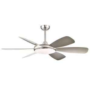 Edvivi 52 in. Integrated LED Indoor Brushed Nickel 5-Blade Ceiling Fan ...