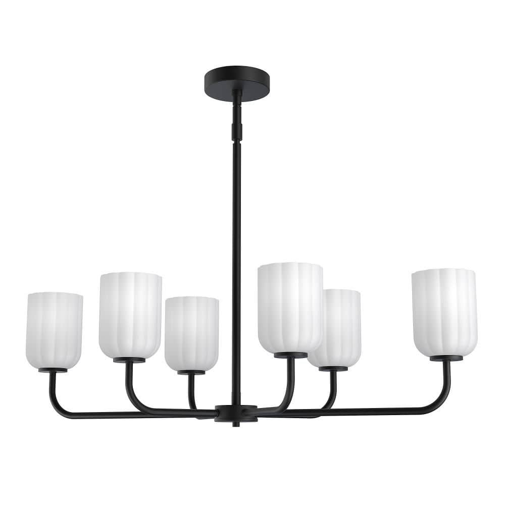 LumLight Parkmont 34 in. Plug and Play 6-Light Matte Black Linear ...