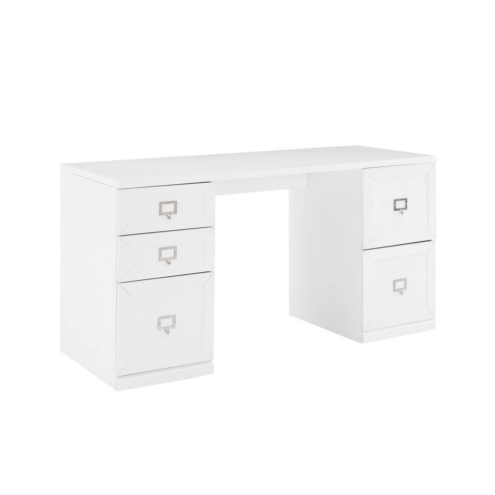 CROSLEY FURNITURE Harper 60 in. Rectangular White Executive Desk with ...