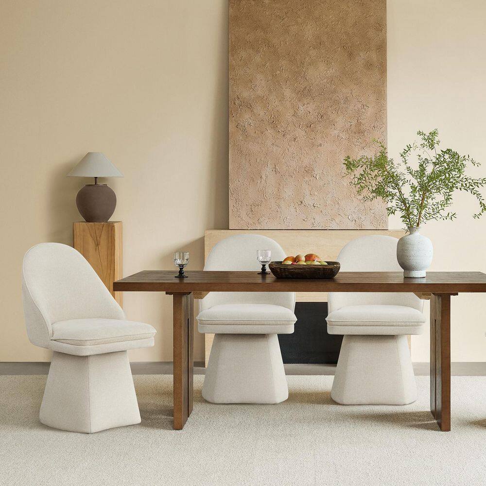 Spruce & Spring Cora Linen Fabric Upholstered Modern Swivel Dining ...