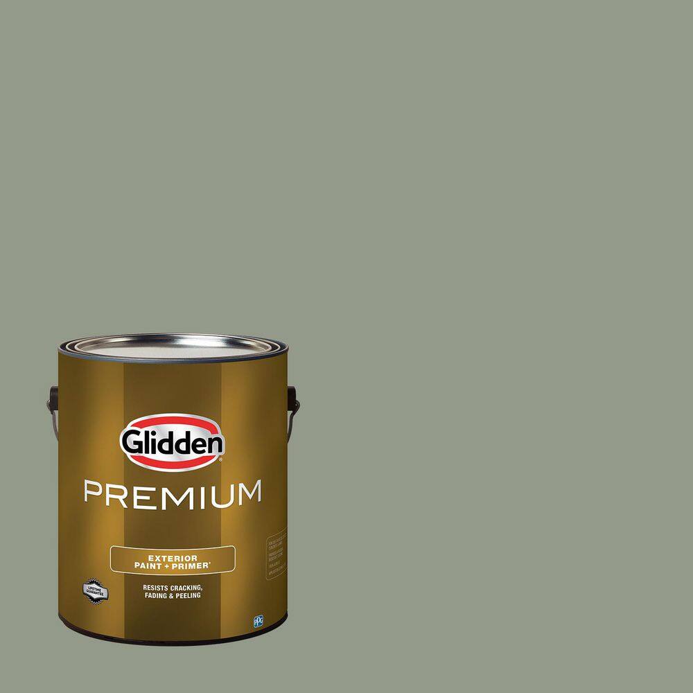 Glidden Premium 1 gal. Green Tea Leaf PPG1128-5 Satin Exterior Latex ...