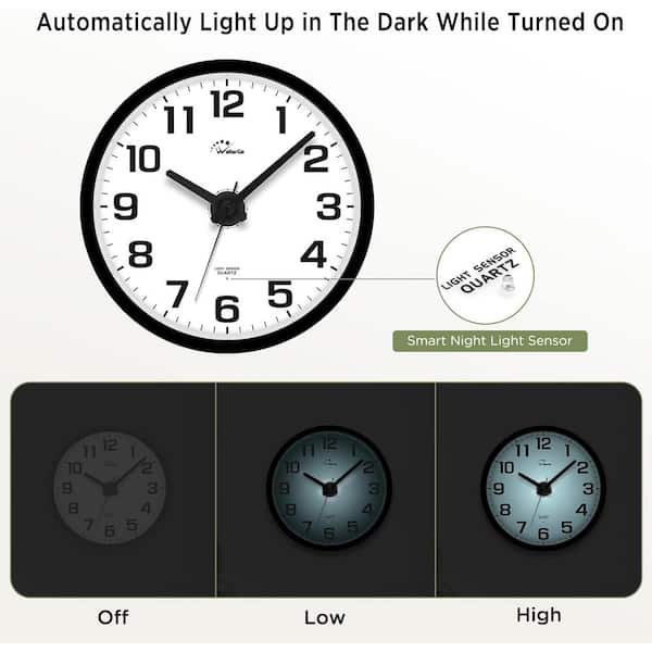Afoxsos 12 in. Black Digital Night Light Wall Clock Glow in Afoxsos 12 in. Black Digital Night Light Wall Clock Glow in