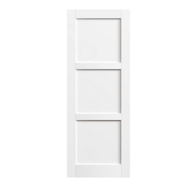 TENONER 60 in. x 80 in. (Double 30 in.), 3-Panel MDF White Painted Wood ...