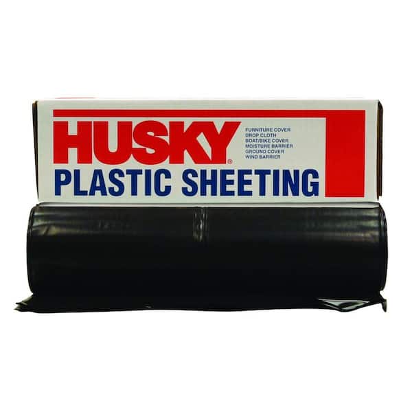 HUSKY 10 ft. x 50 ft. Black 4 mil Plastic Sheeting-CF0410-50B - The ...
