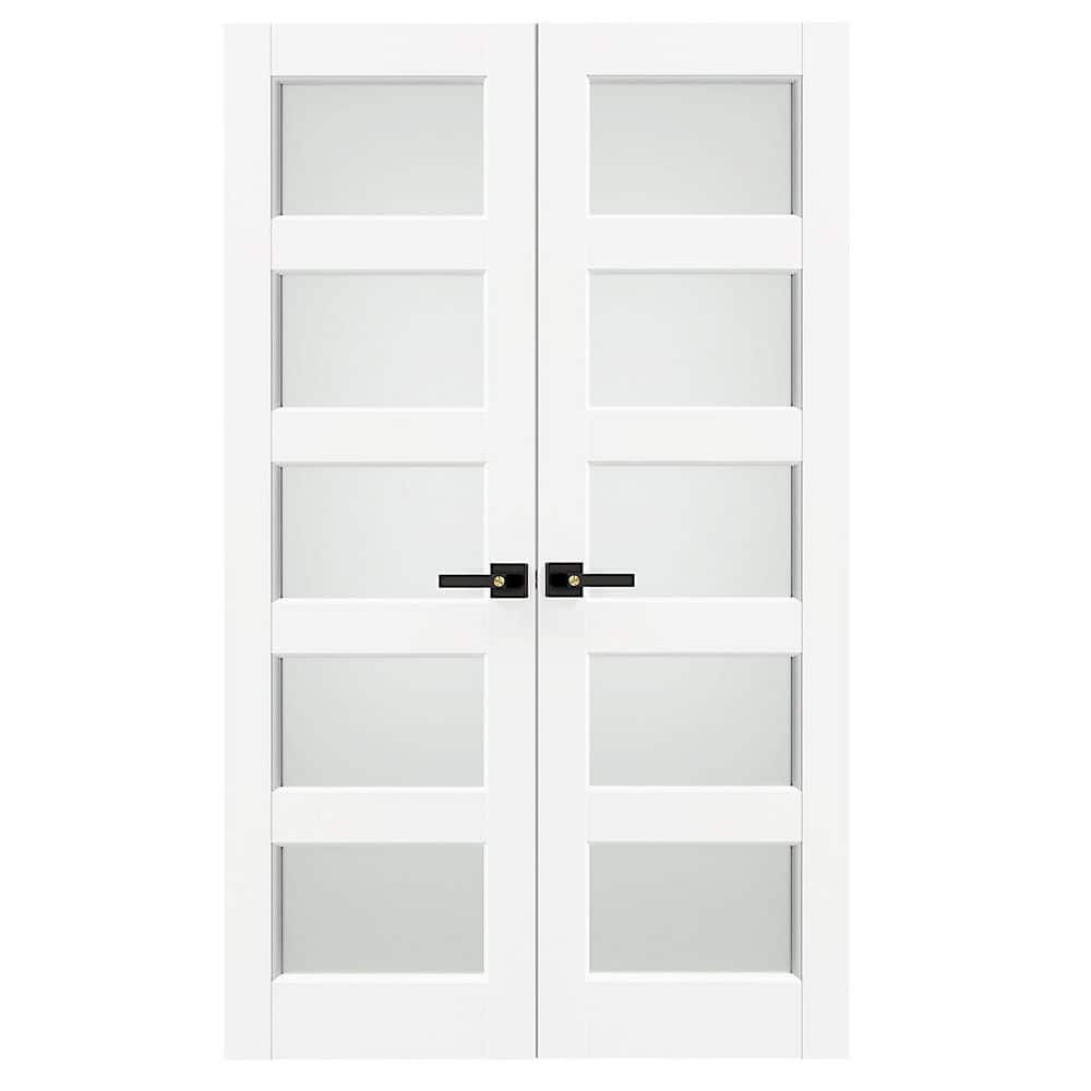 TENONER 48 in. x 80 in. Solid Wood and MDF, Primed, White, 5 Lite ...