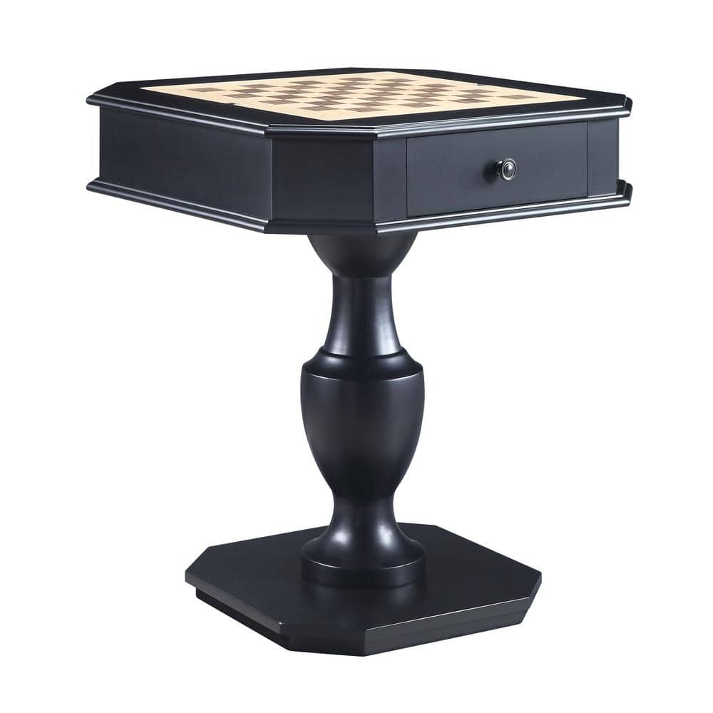Acme Furniture Galini 28 in. Black Square Wood Game Table with 2 ...