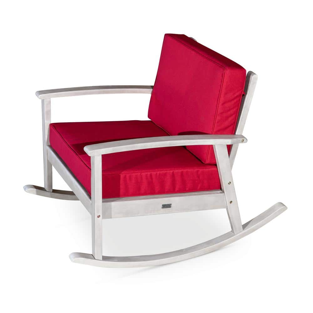 Zeus & Ruta Silver Gray Finish Eucalyptus Wood Outdoor Rocking Chair ...