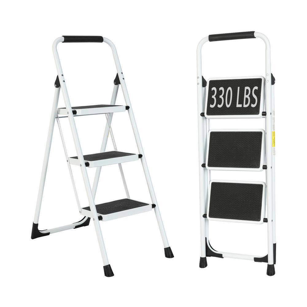 maocao hoom 3-Step white Iron Ladder Foldable Non-slip Outdoor Ladder ...