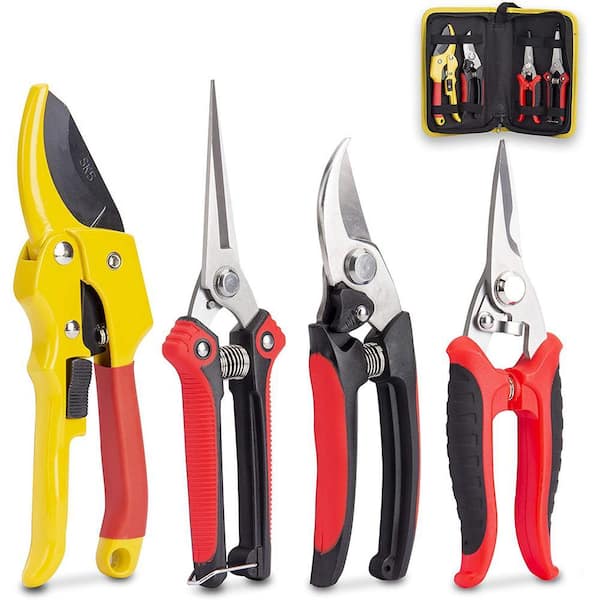 4-Piece Professional Bypass Pruners Set, Garden Tools Set B07ZLRGW84 ...
