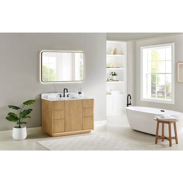 Altair Clayton 48 in. Single Freestanding Washed Light Brown Bath ...