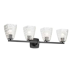 KICHLER Madden 34 in. 4-Light Black Modern Bathroom Vanity Light with ...