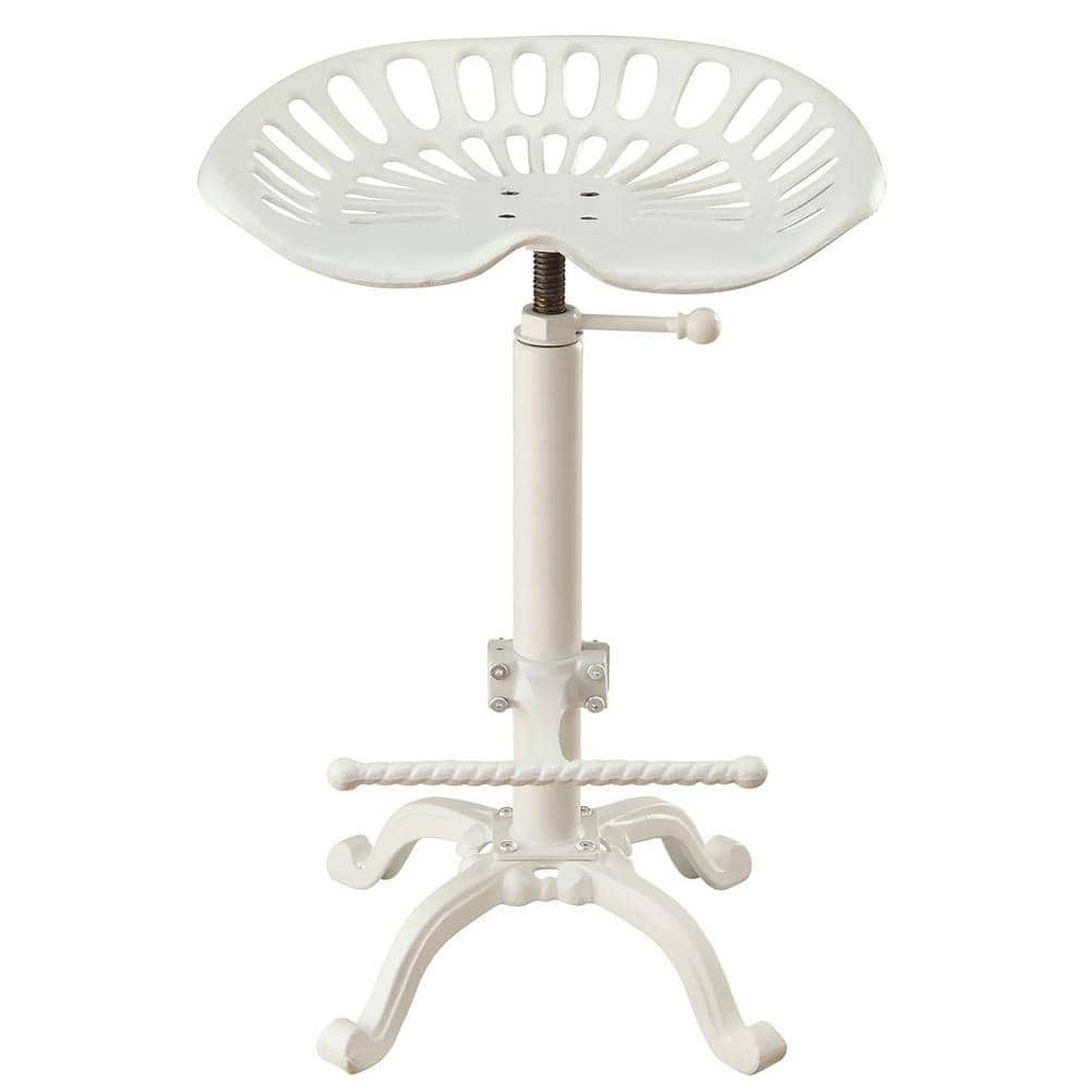 Carolina Chair & Table Tractor Seat Adjustable Height White Bar Stool ...