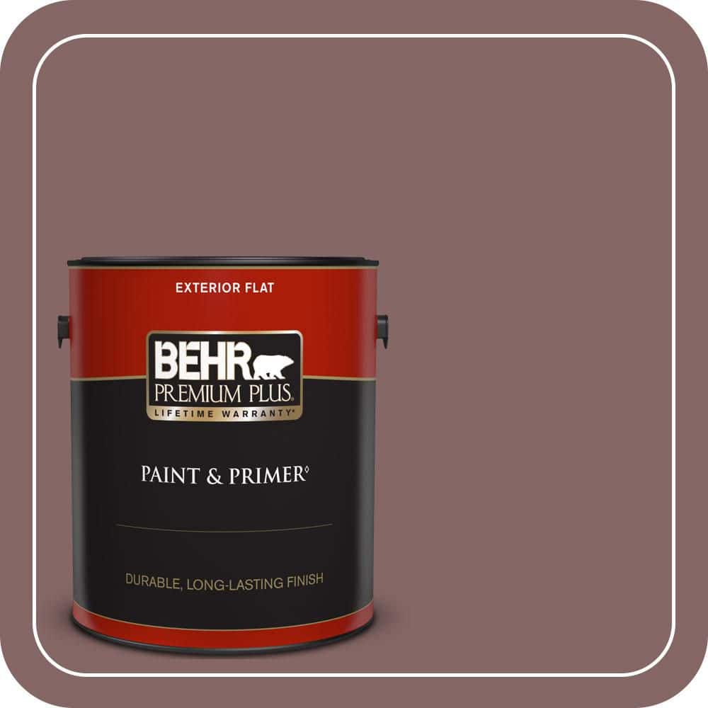 BEHR PREMIUM PLUS 1 gal. #130F-6 Brazil Nut Flat Exterior Paint ...