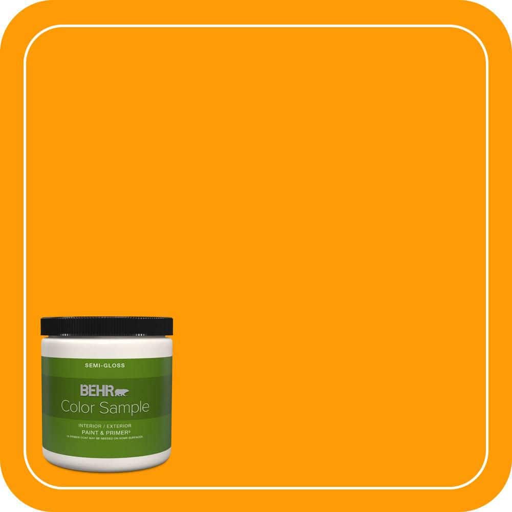 BEHR PREMIUM PLUS 8 oz. #S-G-320 Atomic Tangerine Semi-Gloss Interior ...