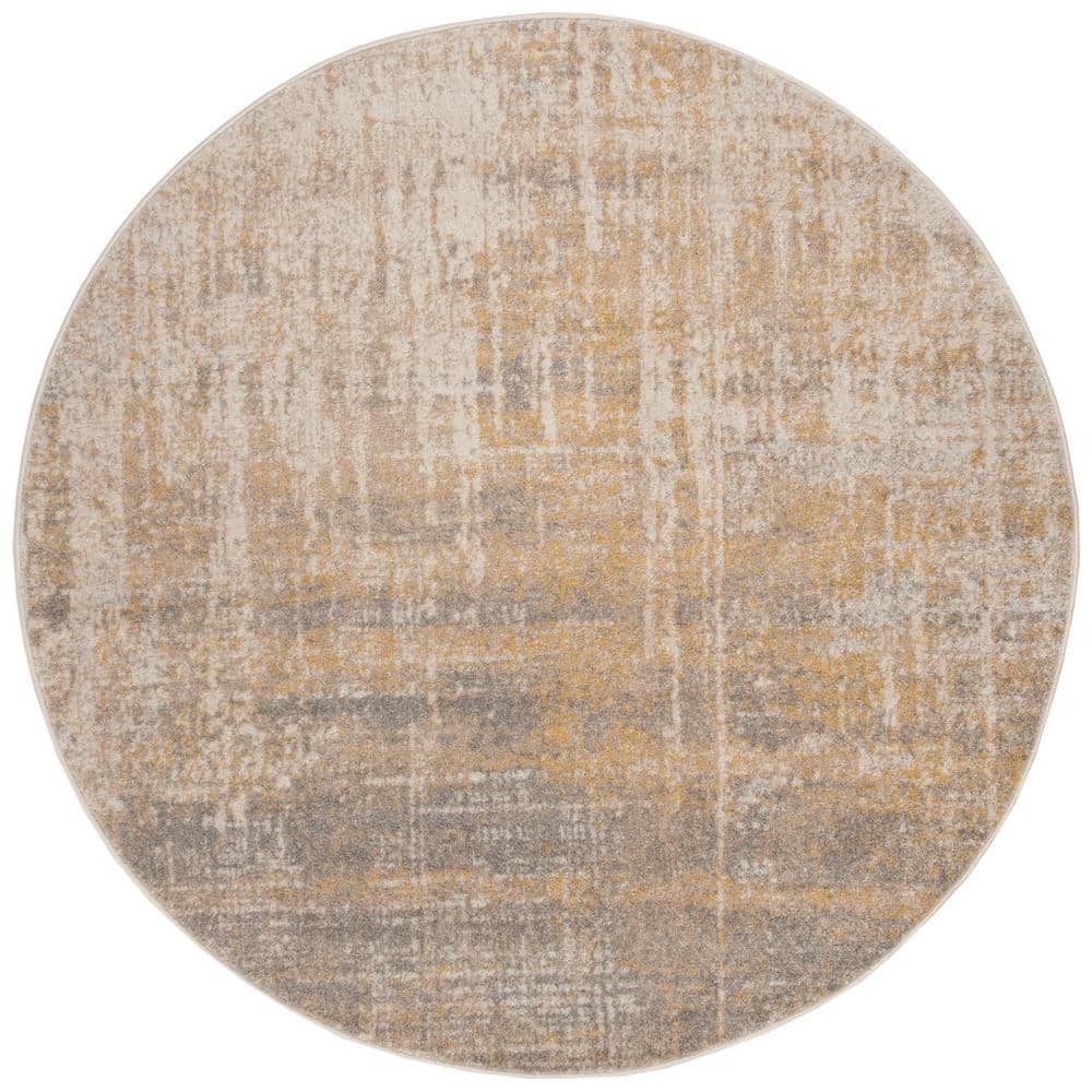 SAFAVIEH Adirondack Cream/Gold 8 ft. x 8 ft. Round Abstract Area Rug ...