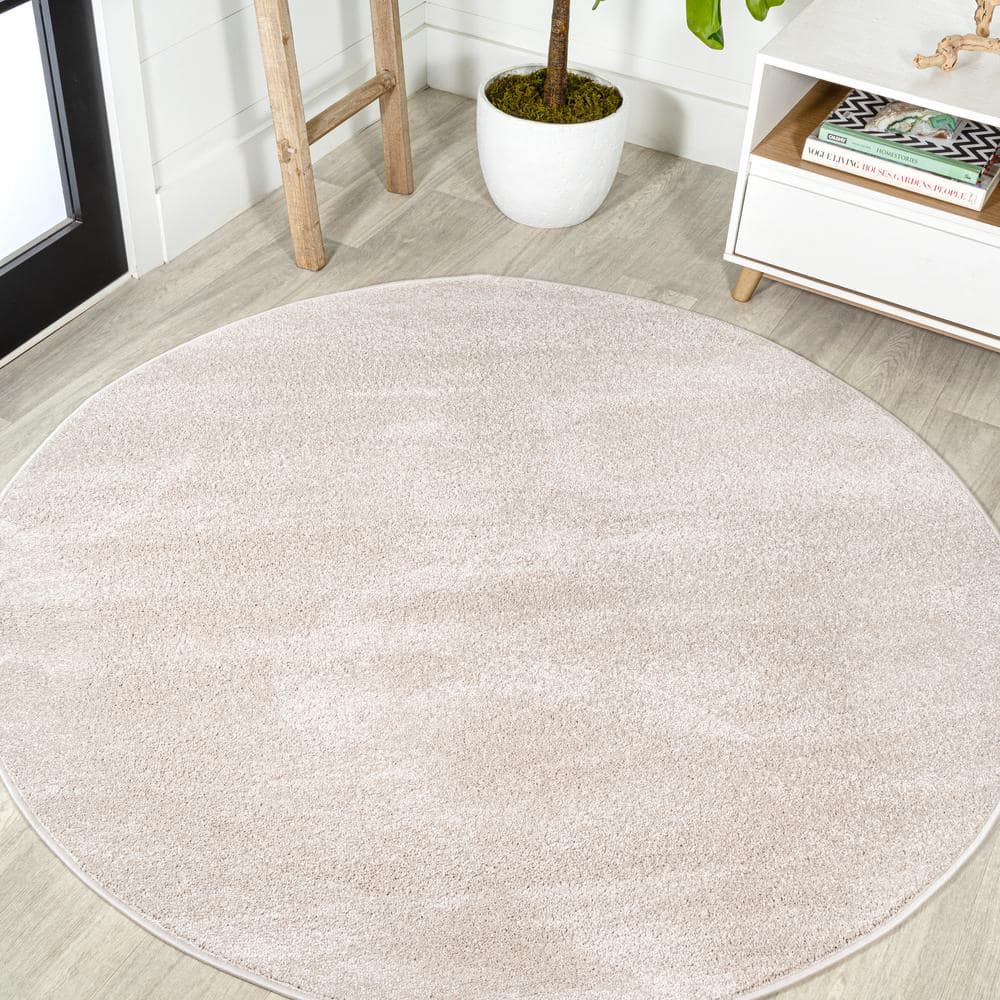 JONATHAN Y Haze Solid Low-Pile Ivory 8 ft. Round Area Rug SEU100D-8R ...
