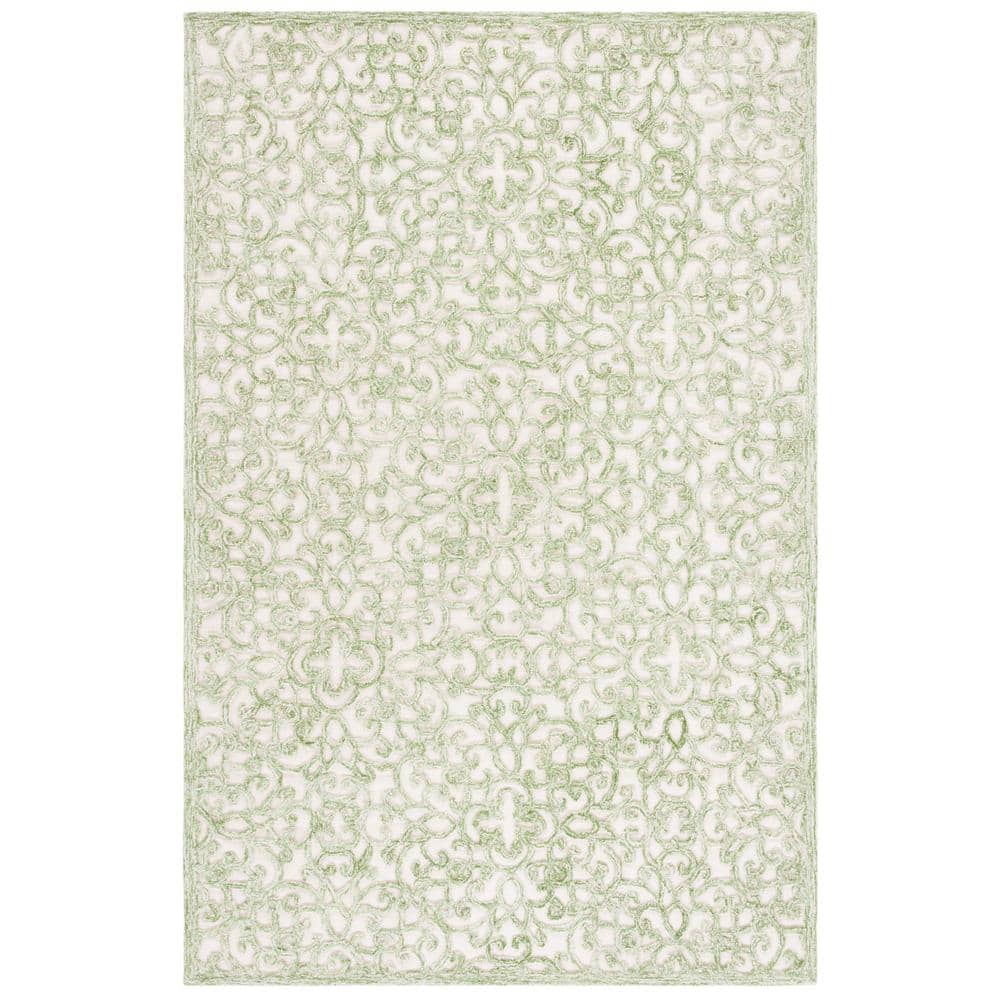 SAFAVIEH Trace Ivory/Green 5 ft. x 8 ft. Distressed Floral Area Rug ...