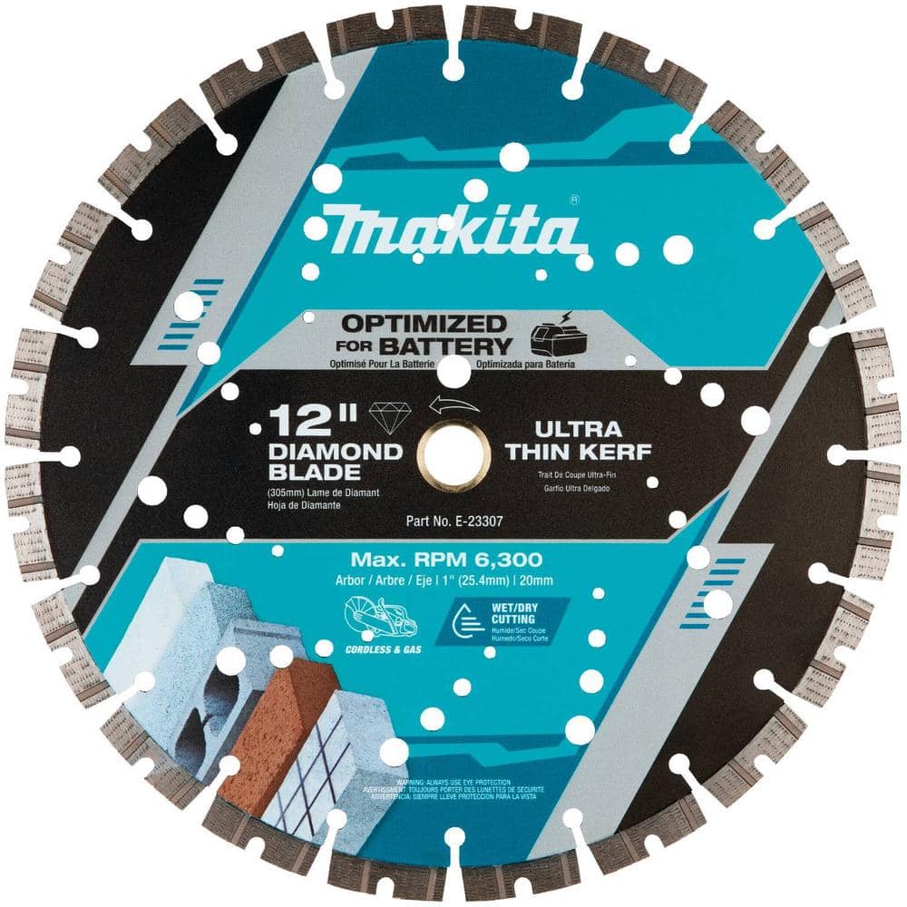 Makita 12 in. Segmented Rim, Thin Kerf Diamond Blade E-23307 - The Home ...