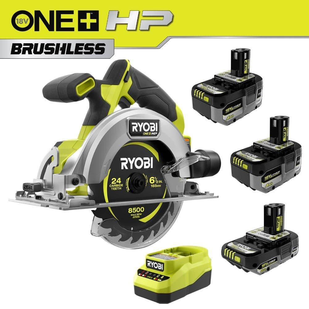 RYOBI ONE+ 18V HIGH PERFORMANCE Kit w/ (2) 4.0 Ah Batteries, 2.0 Ah ...