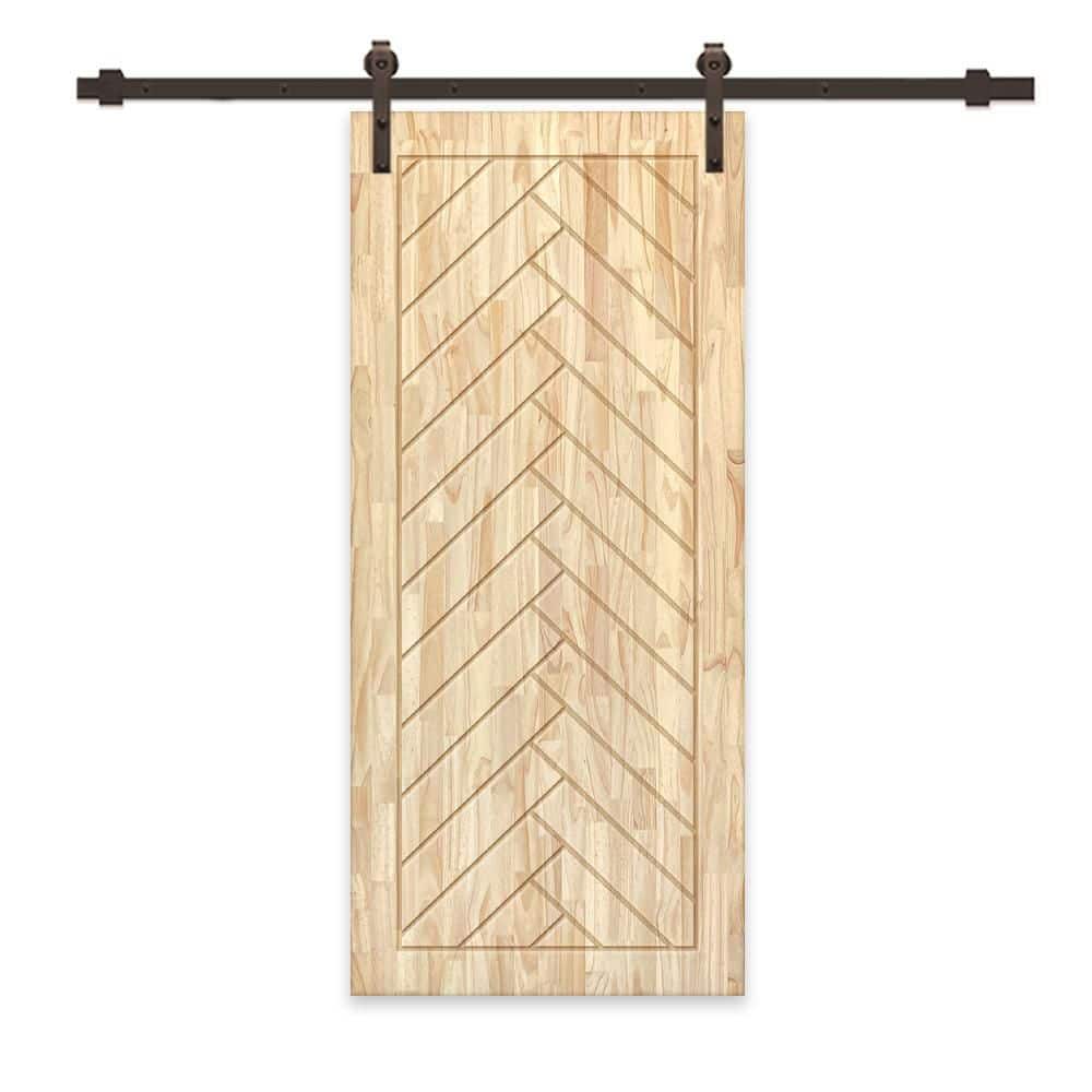 CALHOME 40 in. x 96 in. Natural Pine Wood Unfinished Interior Sliding ...