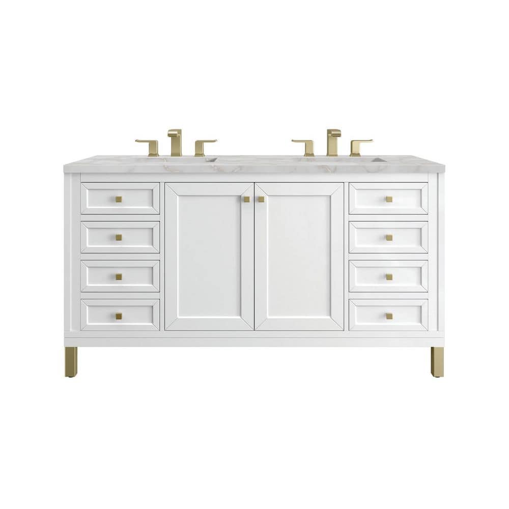 James Martin Vanities Chicago 60 in. Double Bath Vanity in Glossy White ...
