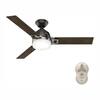 Hunter Leoni 48 in. LED Indoor Noble Bronze Ceiling Fan with Light and ...