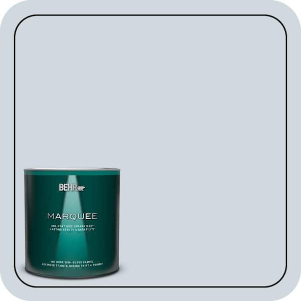 BEHR MARQUEE 1 qt. #MQ3-57 Siberian Ice One-Coat Hide Semi-Gloss Enamel ...