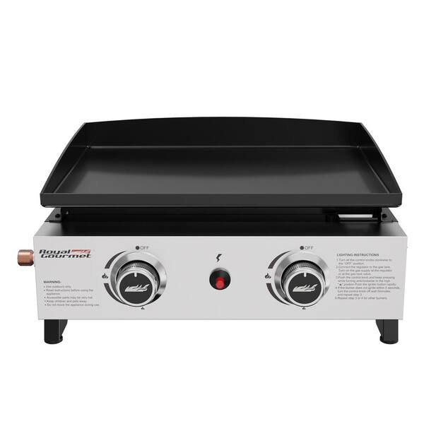 Royal Gourmet Portable 17 in. 2-Burner Tabletop Propane Gas Griddle ...