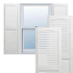 Builders Edge 12 in. x 36 in. Louvered Vinyl Exterior Shutters Pair in ...